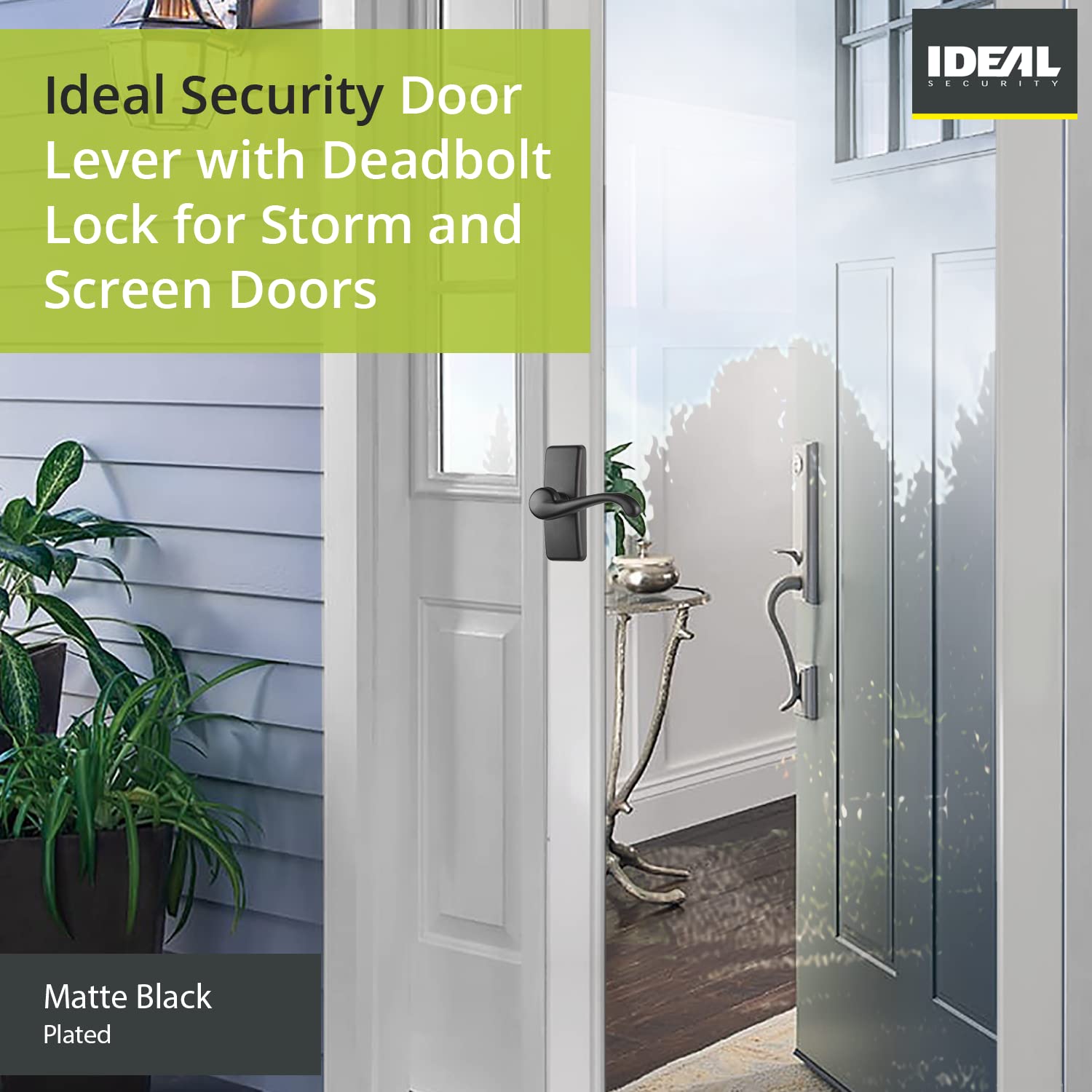 Ideal Security Storm Door Handle Set with Lock (4 Piece Set)