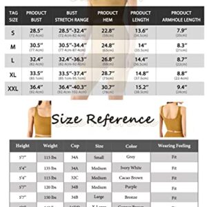 KIKIWING Seamless Sports Bra Workout Crop Tank Tops for Women Long Lined Ribbed Fitness Copper Brown M