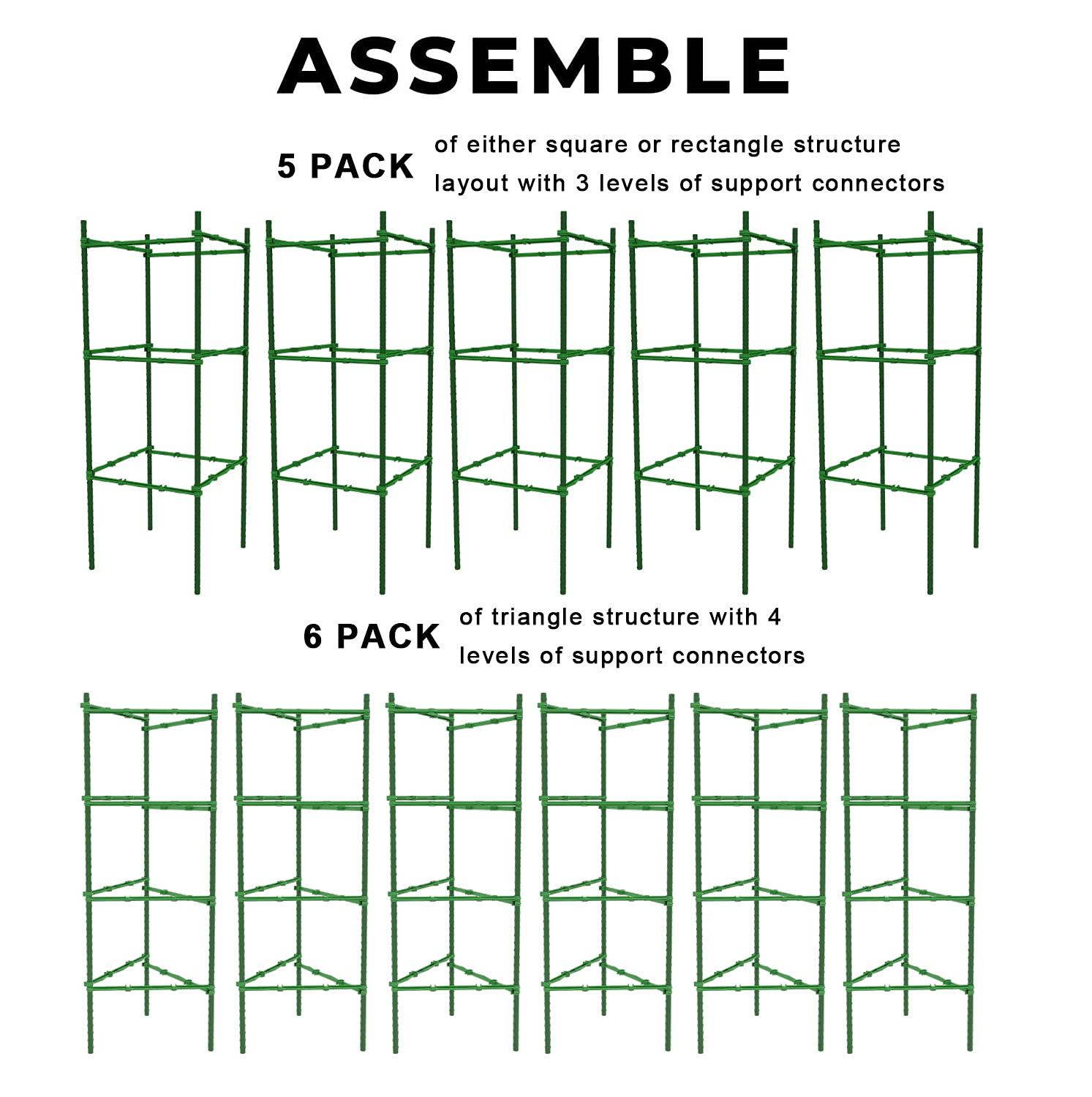 K-Brands Tomato Cage - 6 Pack Tomato Trellis and Plant Support for Tomatoes, Vegetable and Climbing Plants - Tomato Cages Heavy Duty for Garden and Pots Outdoor - 56 Inch Tall