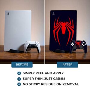 Ps5 Skin Navy/red Spider Protective wrap Cover Vinyl Sticker Decals for Sony Playstation 5 Disk Version Console and Two Dual Sense 5 Sticker Skins, Miles