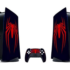 Ps5 Skin Navy/red Spider Protective wrap Cover Vinyl Sticker Decals for Sony Playstation 5 Disk Version Console and Two Dual Sense 5 Sticker Skins, Miles