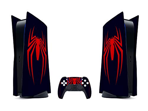 Ps5 Skin Navy/red Spider Protective wrap Cover Vinyl Sticker Decals for Sony Playstation 5 Disk Version Console and Two Dual Sense 5 Sticker Skins, Miles