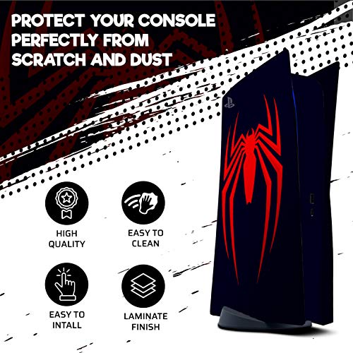 Ps5 Skin Navy/red Spider Protective wrap Cover Vinyl Sticker Decals for Sony Playstation 5 Disk Version Console and Two Dual Sense 5 Sticker Skins, Miles