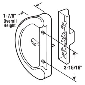 Patio Sliding Glass Door Handle Set with 45° Mortise Lock Suitable for Sliding Glass Patio Door Thickness from 1-1/2" to 1-3/4", Fits 3-15/16” Screw Hole Spacing, Reversible Design(Non-Handed), Black