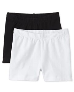 the children's place girls basic cartwheel short pants, black/white, small us