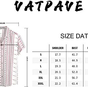 VATPAVE Mens Summer Tropical Shirts Short Sleeve Button Down Aloha Hawaiian Shirts Small WineRed