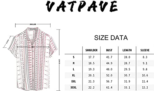 VATPAVE Mens Summer Tropical Shirts Short Sleeve Button Down Aloha Hawaiian Shirts Small WineRed