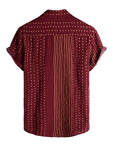 VATPAVE Mens Summer Tropical Shirts Short Sleeve Button Down Aloha Hawaiian Shirts Small WineRed