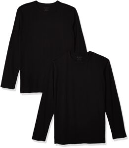 the children's place boys long sleeve basic layering t-shirt t shirt, black 2 pack, medium us