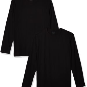 The Children's Place boys Long Sleeve Basic Layering T-shirt T Shirt, Black 2 Pack, Medium US