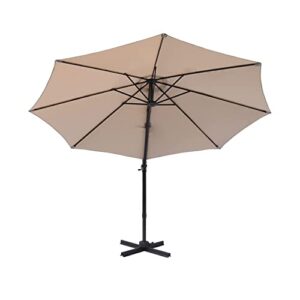 FLAME&SHADE 10 ft Cantilever Offset Outdoor Patio Umbrella with Base Stand Rotate and Tilt - Beige