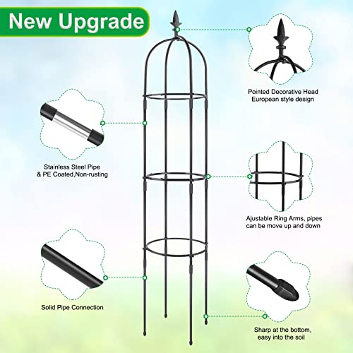 2Pcs Plant Cages and Supports, Deaunbr Tomato Cage 6FT Tall Plant Stakes Heavy Duty Garden Trellis for Indoor & Outdoor Plants, Climbing Plant, Tomatoes, Vegetables, Fruits, Flowers, Pots, Vines