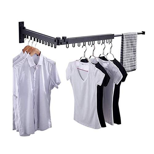 ZXFF Wall-Mounted Clothes Drying Rack, Suitable for Indoor and Outdoor Telescopic Clothes Poles, Can Be Rotated 180° Left and Right to Save Space (Color : A)