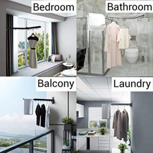 ZXFF Wall-Mounted Clothes Drying Rack, Suitable for Indoor and Outdoor Telescopic Clothes Poles, Can Be Rotated 180° Left and Right to Save Space (Color : A)