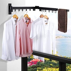 ZXFF Wall-Mounted Clothes Drying Rack, Suitable for Indoor and Outdoor Telescopic Clothes Poles, Can Be Rotated 180° Left and Right to Save Space (Color : A)