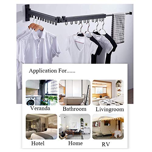 ZXFF Wall-Mounted Clothes Drying Rack, Suitable for Indoor and Outdoor Telescopic Clothes Poles, Can Be Rotated 180° Left and Right to Save Space (Color : A)