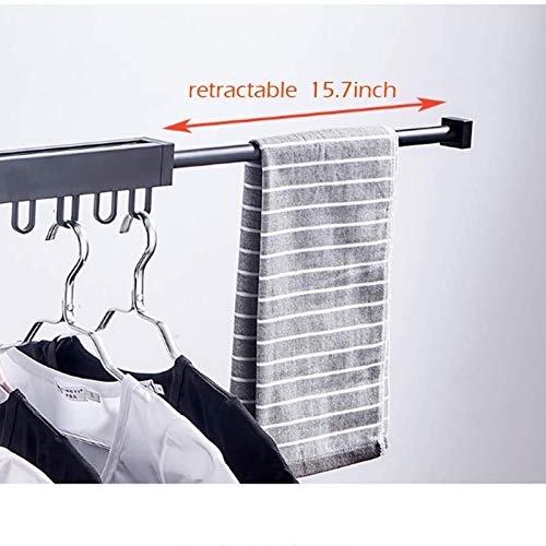 ZXFF Wall-Mounted Clothes Drying Rack, Suitable for Indoor and Outdoor Telescopic Clothes Poles, Can Be Rotated 180° Left and Right to Save Space (Color : A)