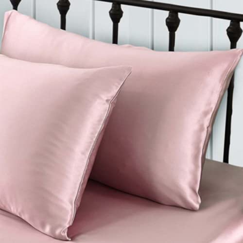 Real 22 Momme Silk Pillowcase for Hair and Skin Made in USA, Machine Washable (Pink, Standard)