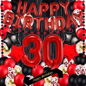 red 30th birthday party decorations supplies red theme 16inch red foil happy birthday balloons banner happy birthday sash foil black curtains foil balloons number red 30 risehy