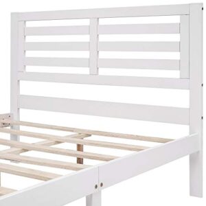 SOFTSEA Full Platform Bed Frame with Drawers, Full Size Bed with Headboard/Slat Support/Mattress Foundation for Kids Teen, No Box Spring Needed (Full, White)