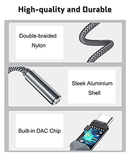 USB C 3.5mm Headphone Adapter and Charger,2-in-1 Type C Earphone Audio Aux Jack with PD Charging for iPad 10 Pro 11 12.9 Air 4 5 Mini 6,iPhone 15,Samsung Galaxy S22 S23 FE Ultra Z Flip Fold 3 4 5 A54