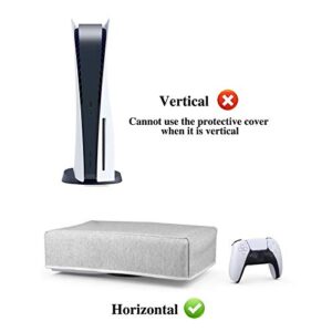 PS5 Console Dust Cover Horizontal Custom Designed for Playstation 5 Console Thick Cotton Precision Cut Easy Access Cable Port(Horizontal Position)