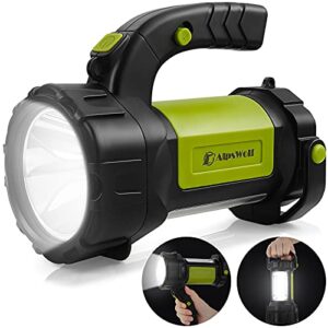 camping lantern rechargeable, alpswolf led flashlight spotlight lantern with 800lm, 3600 capacity battery powered, portable bright camping light for emergency, outdoor hiking, power outages