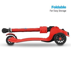 Hover-1 Ziggy Folding Kick Scooter for Kids (5+ Year Old) | Features Lean-to-Turn Axle, Solid PU Tires & Slim-Design, 110 LB Max Load Capacity, Safe, Red