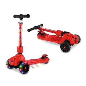 Hover-1 Ziggy Folding Kick Scooter for Kids (5+ Year Old) | Features Lean-to-Turn Axle, Solid PU Tires & Slim-Design, 110 LB Max Load Capacity, Safe, Red