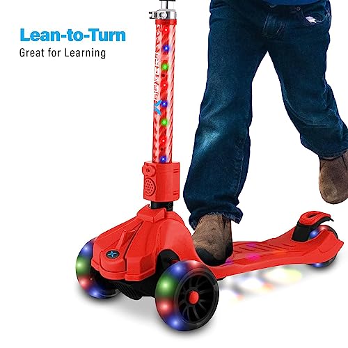 Hover-1 Ziggy Folding Kick Scooter for Kids (5+ Year Old) | Features Lean-to-Turn Axle, Solid PU Tires & Slim-Design, 110 LB Max Load Capacity, Safe, Red