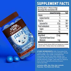 Good Day Chocolate Natural Melatonin for Kids, Sleep Supplement, 1mg Melatonin, Fair Trade and Non-GMO Milk Chocolate, Chamomile, 80 Pieces