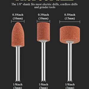 Sanding Bits for Dremel Rotary Tool, Grinding Stone Sanding Drill Bits with 1/8" Shank, Aluminium Oxide Tough Enough to Metal Rust Removal/Smoothing/Sharpening, Different Shape Meet More Needs, 42Pcs