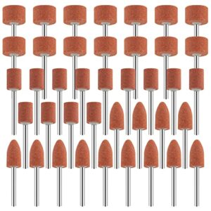 sanding bits for dremel rotary tool, grinding stone sanding drill bits with 1/8" shank, aluminium oxide tough enough to metal rust removal/smoothing/sharpening, different shape meet more needs, 42pcs