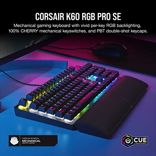 Corsair K60 RGB Pro SE Mechanical Gaming Keyboard - CHERRY Mechanical Keyswitches - Durable Aluminum Frame - Customizable Per-Key RGB Backlighting (Renewed)