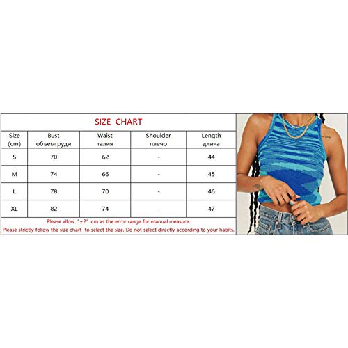 Women Basic Ribbed Knit Tie Dye Tank Top Crew Neck Sleeveless Crop Top Y2K Summer Camisole Vest Top (A Colorful, XL)