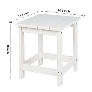 LZRS Adirondack Square Side Table, Pool Composite Patio Table,HDPE End Tables for Backyard,Pool, Indoor Companion, Easy Maintenance & Weather Resistant(White)