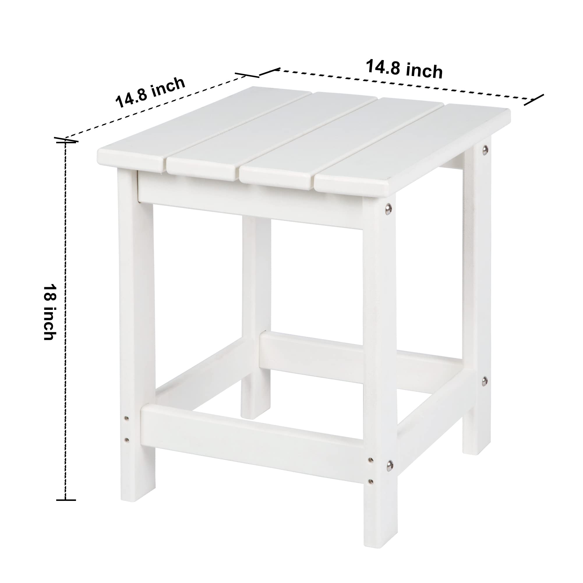 LZRS Adirondack Square Side Table, Pool Composite Patio Table,HDPE End Tables for Backyard,Pool, Indoor Companion, Easy Maintenance & Weather Resistant(White)