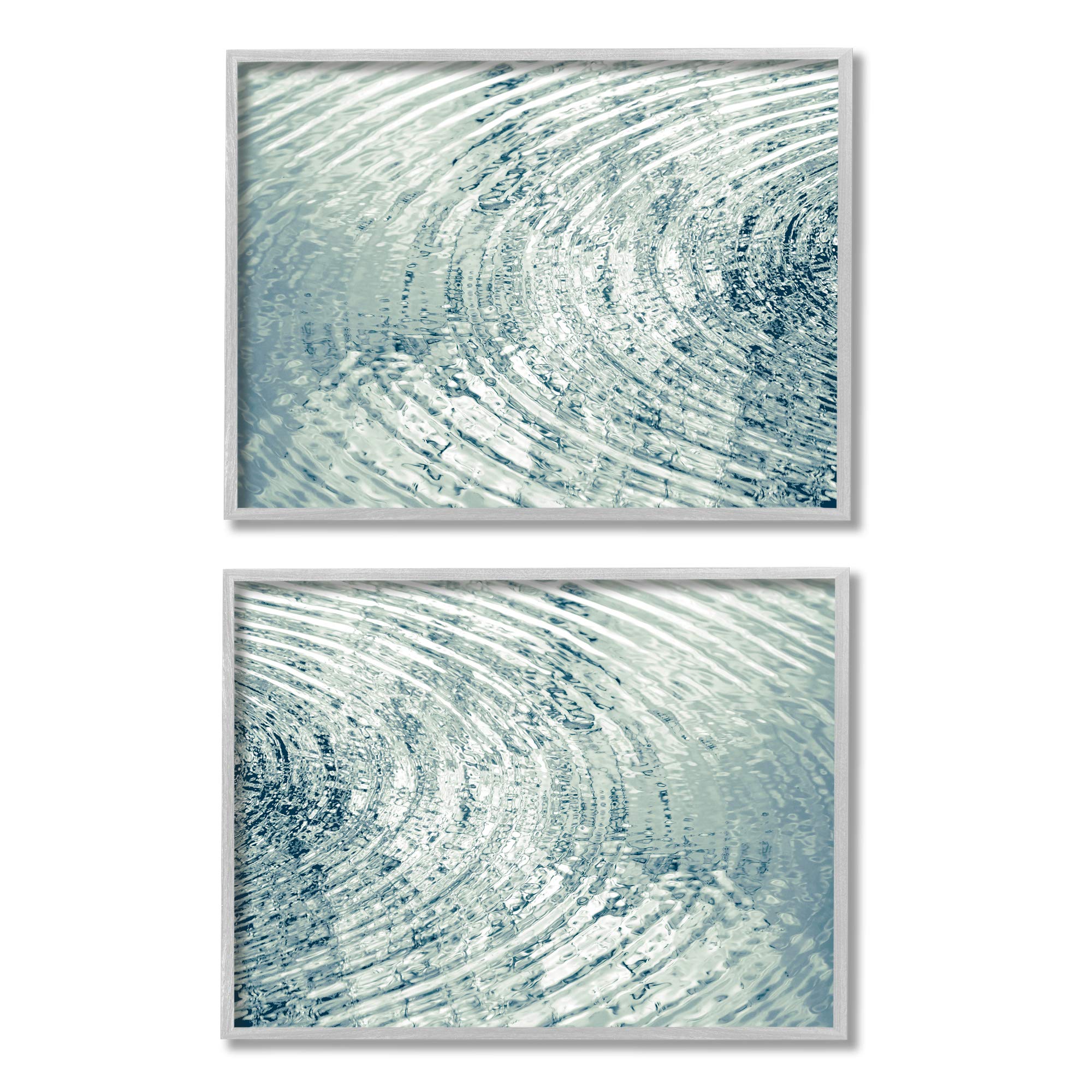 Stupell Industries Symmetrical Ripples in Water Blue Light Reflection, Designed by Maggie Olsen Gray Framed Wall Art, 2pc, Each 16 x 20, Off- White