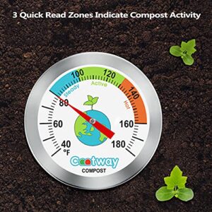 Rukars Compost Thermometer, 16 Inch Stem Backyard Compost Thermometer, Waterproof Soil Temperature Thermometer for Compost, Stainless Steel, with Composting Temperature Guide, 40-180 Degrees F