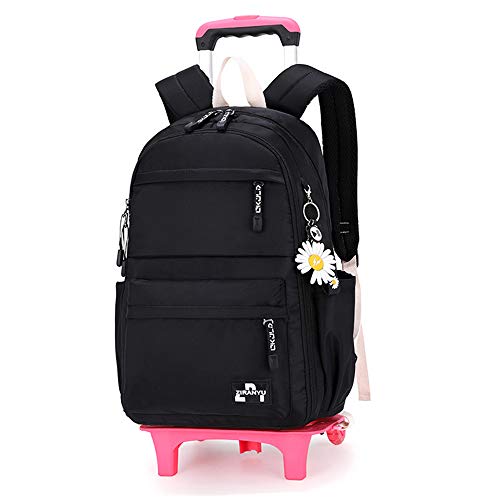 LAMOGRAFY Rolling Backpack for Kids Elementary Students with Wheel Travel Backpack Girls Solid Color School Bag