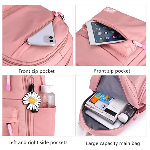 LAMOGRAFY Rolling Backpack for Kids Elementary Students with Wheel Travel Backpack Girls Solid Color School Bag