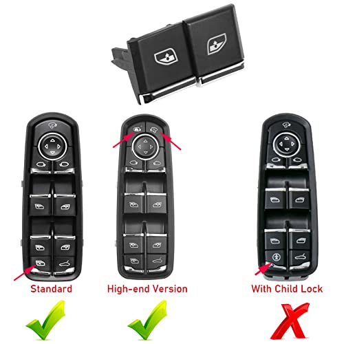 Jaronx 2PCS Driver Side Window Switch Buttons Compatible with Porsche Cayenne 2011-2018,Compatible with Panamera 2011-2016, Compatible with Macan 2015-2022, Power Window Switch Button Replacements