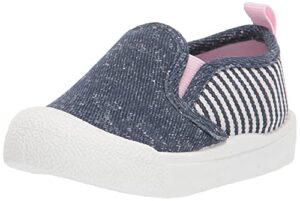 oshkosh b'gosh girls ezma slip-on shoe, navy/white, 10 toddler