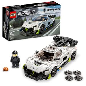 lego speed champions koenigsegg jesko 76900 racing sports car toy with driver minifigure, racer model set for kids