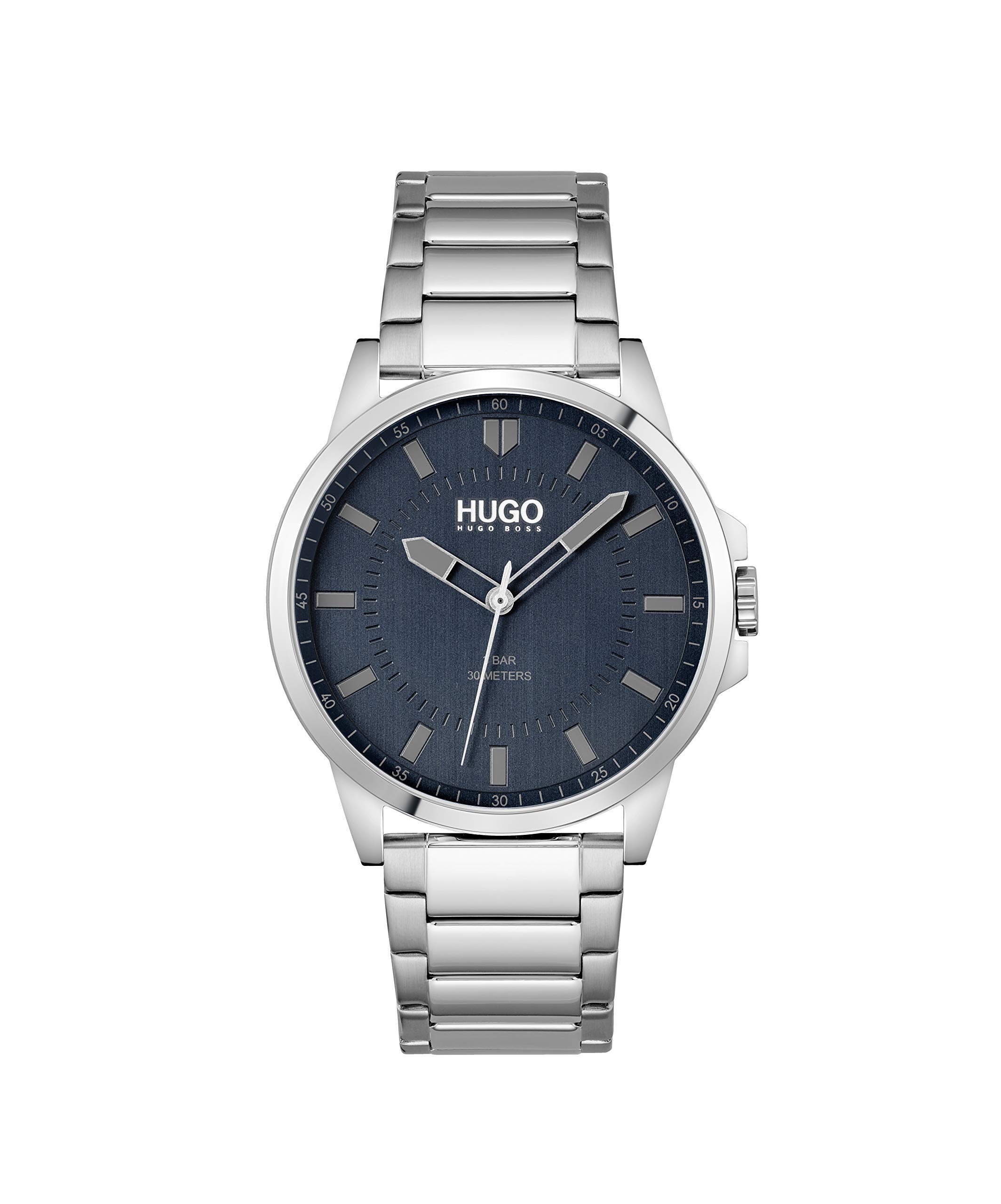 HUGO #First Men's Quartz Stainless Steel and Link Bracelet Casual Watch, Color: Silver (Model: 1530186)