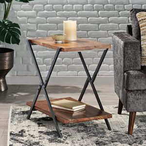 Christopher Knight Home Oxbow Side Table, Grey + Light Walnut