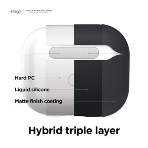 elago Liquid Hybrid Case Compatible with AirPods 3rd Generation Case - Compatible with AirPods 3 Case Cover, Triple Layer Protection, Wireless Charging, Shock Resistant, Easily Cleaned (Black)