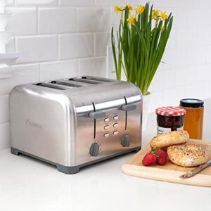 Kenmore 4-Slice Toaster, Stainless Steel, Dual Controls, Extra Wide Slots, Bagel and Defrost Functions, 9 Browning Levels, Removable Crumb Trays, for Bread, Toast, English Muffin, Toaster Strudel