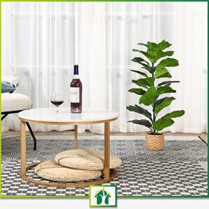 CROSOFMI Artificial Fiddle Leaf Fig Tree 35 Inch Fake Ficus Lyrata Plant with 28 Leaves Faux Plants in Pot for Indoor Outdoor House Home Office Garden Modern Decoration Perfect Housewarming Gift，2Pack