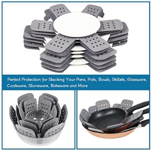 BYKITCHEN Pan Pot Protectors, Larger & Thicker Pan Protector with Stars, Set of 12 and 3 Different Sizes, Gray Pot Separator Pads for Stacking and Protecting Your Cookware